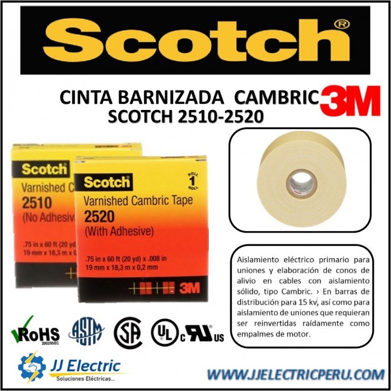 CINTA SCOTCH CAMBRIC 2520 - 2510 3M - JJ ELECTRIC PERU - Distribución ...